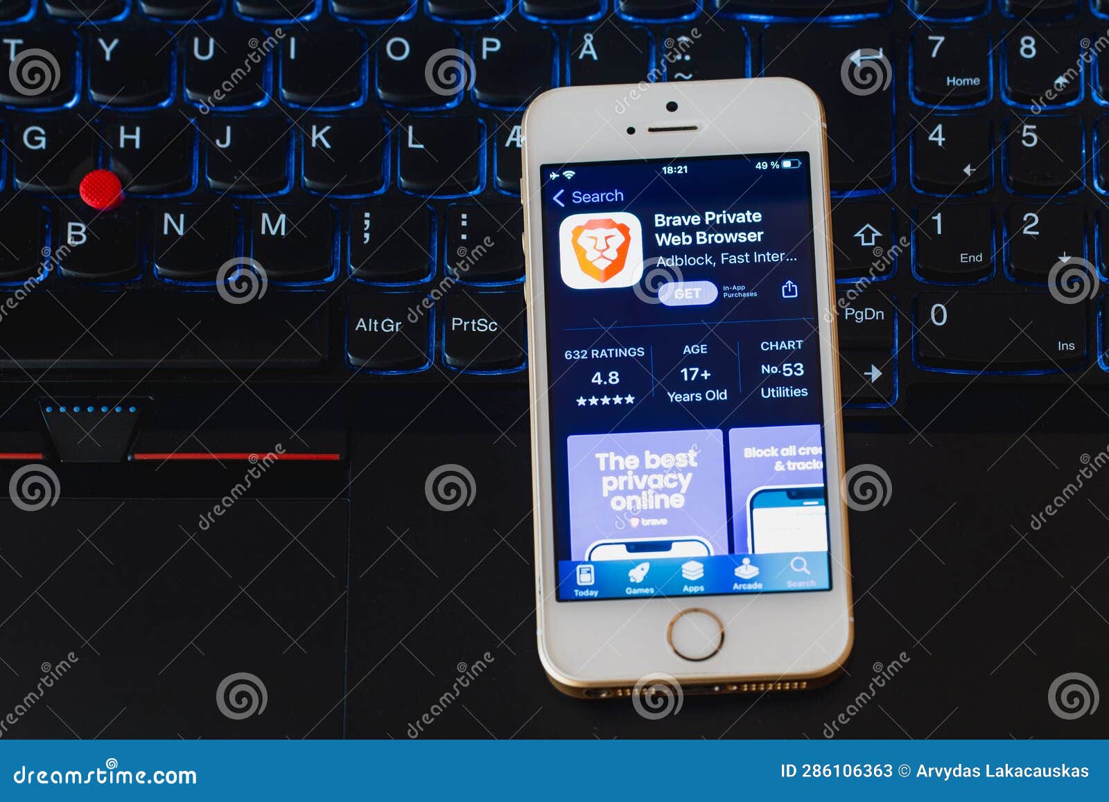 Brave Browser: Fast Adblocker Dev App on Smartphone Screen.Laptop Pc ...