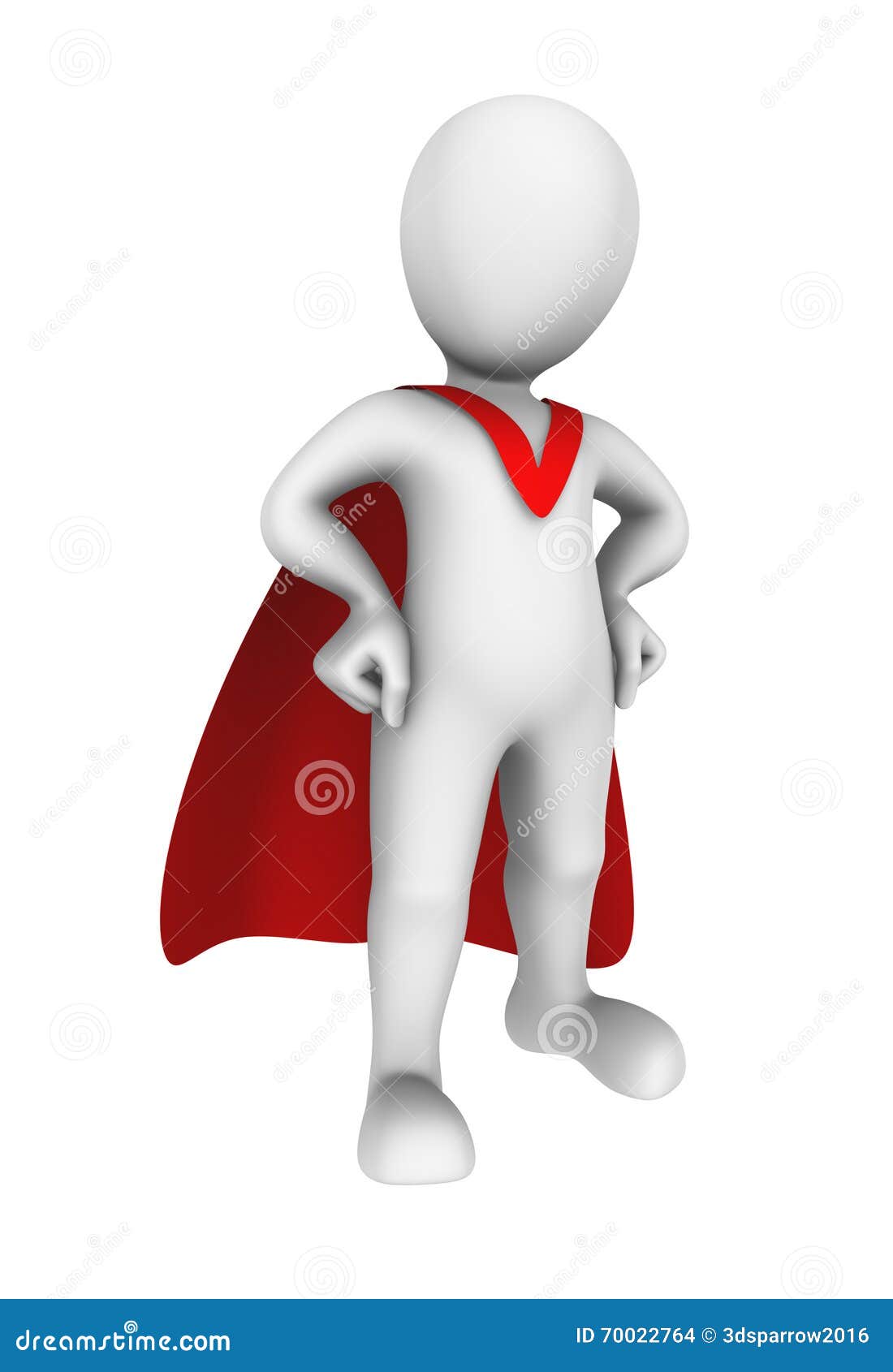 Brave 3d Super Hero with Red Cape. Stock Illustration - Illustration of ...