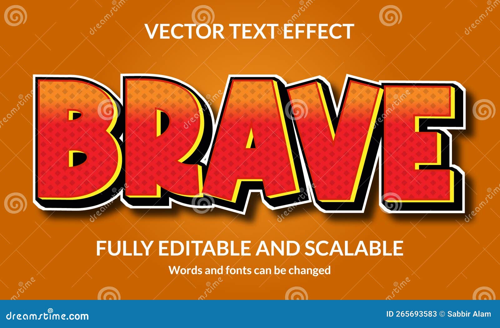 Brave Editable 3D Text Style Effect Stock Vector - Illustration of ...