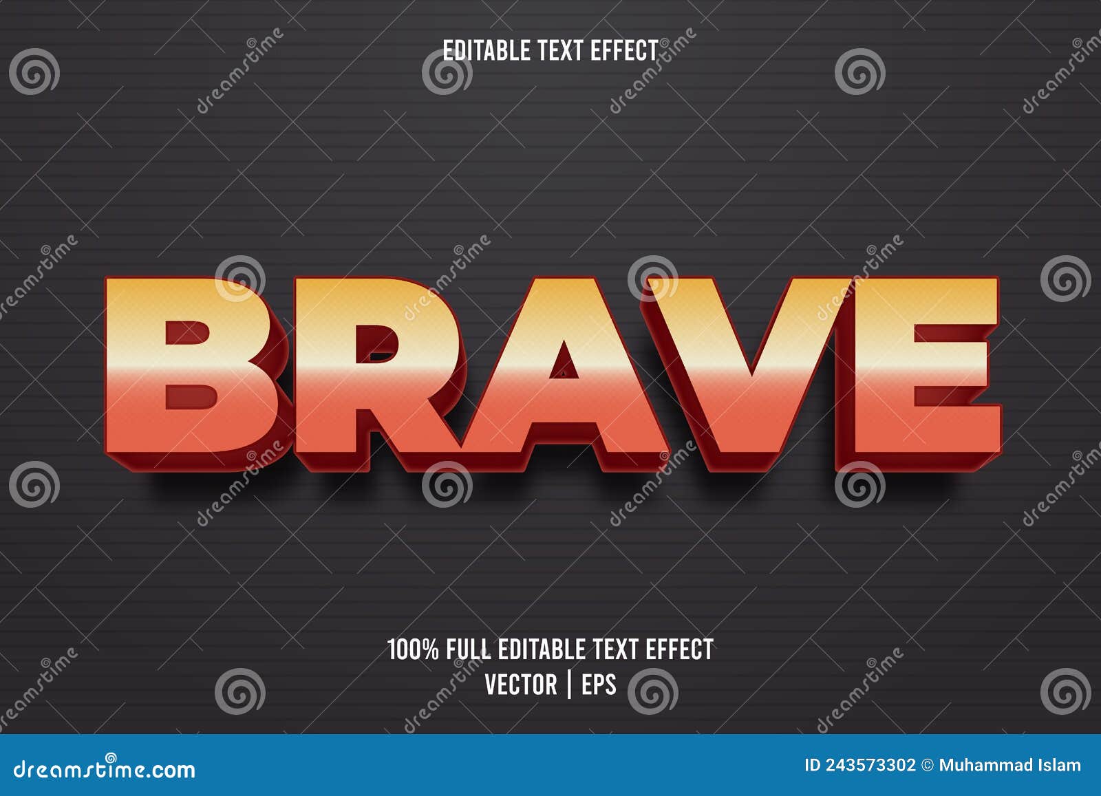 Brave Editable Text Effect Cartoon Style Stock Vector - Illustration of ...