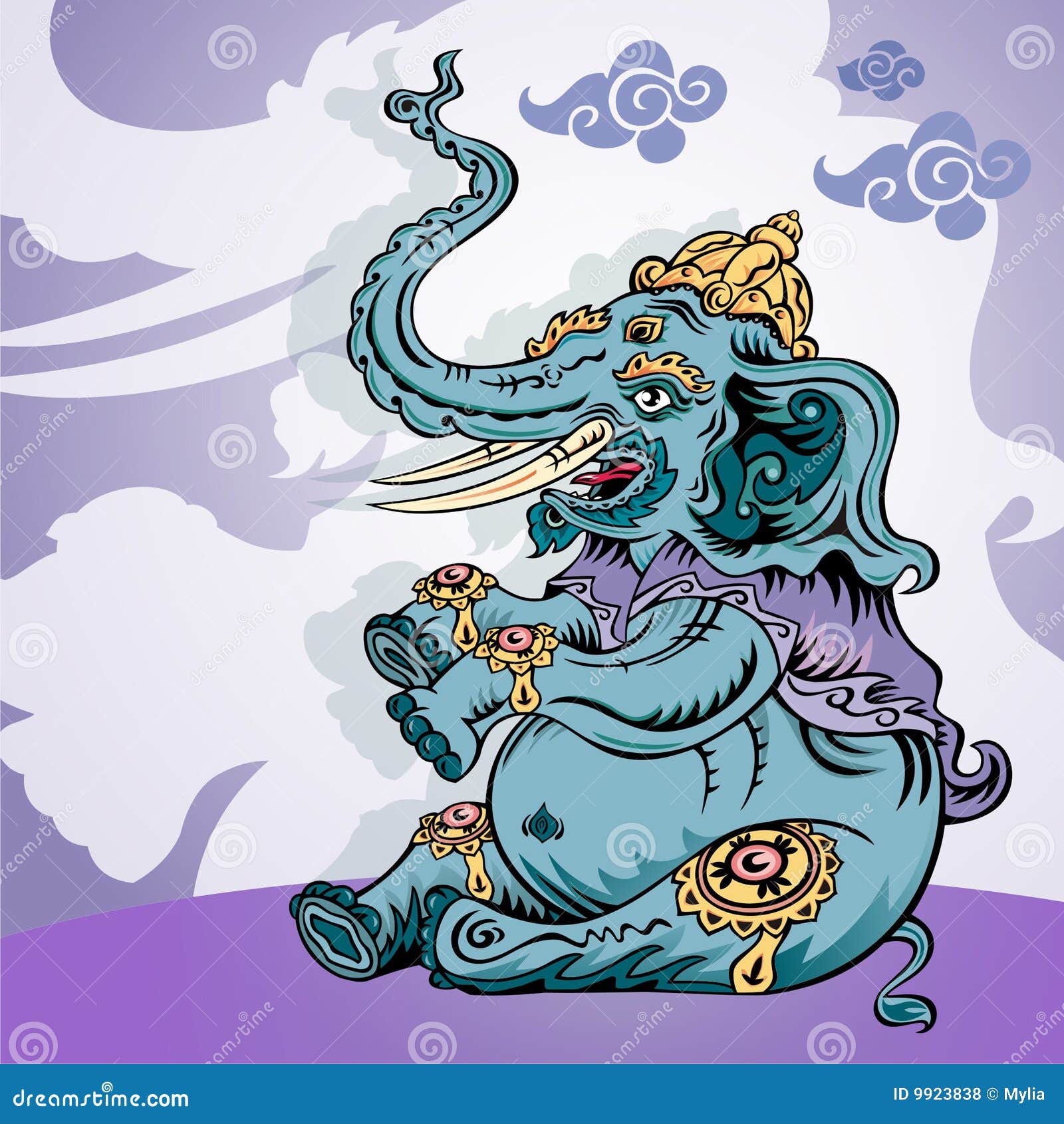 A brave elephant king stock vector. Illustration of tongue - 9923838