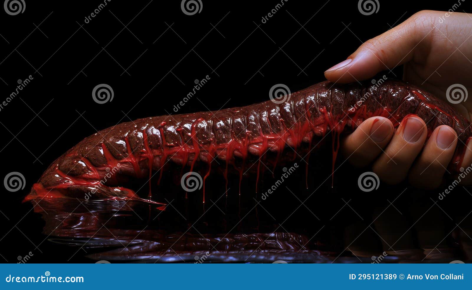 Brave Encounter: AI-Generated Image of a Hand Pulling Giant Leech Stock Illustration ...
