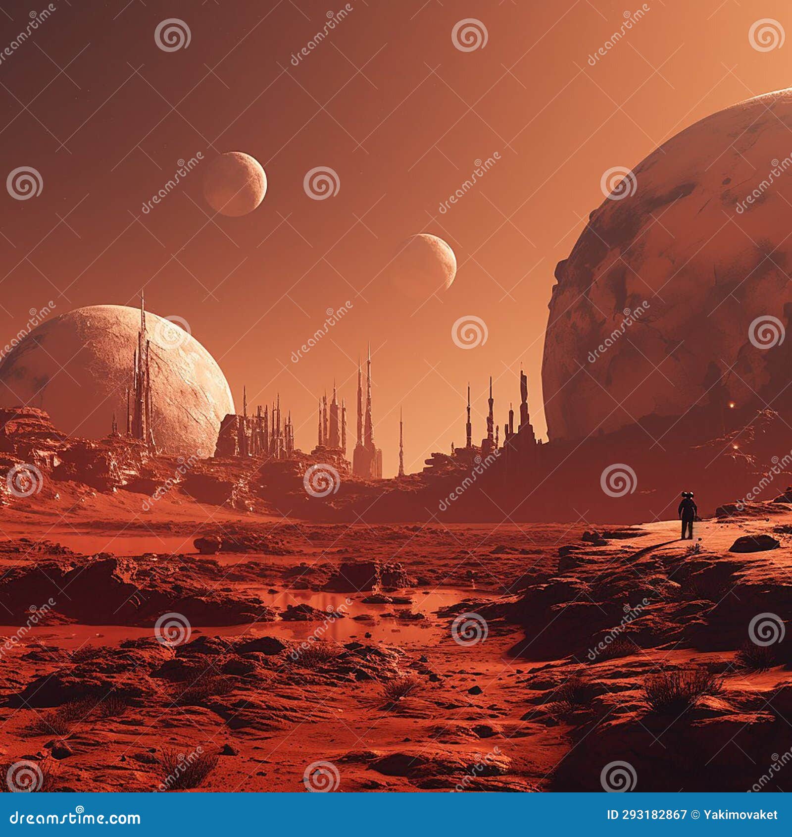 Brave explorers on Mars stock illustration. Illustration of life ...