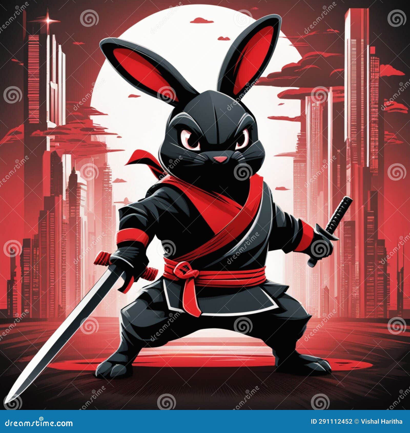 Ninja Rabbit Ai Generated Image Stock Illustration - Illustration of ...