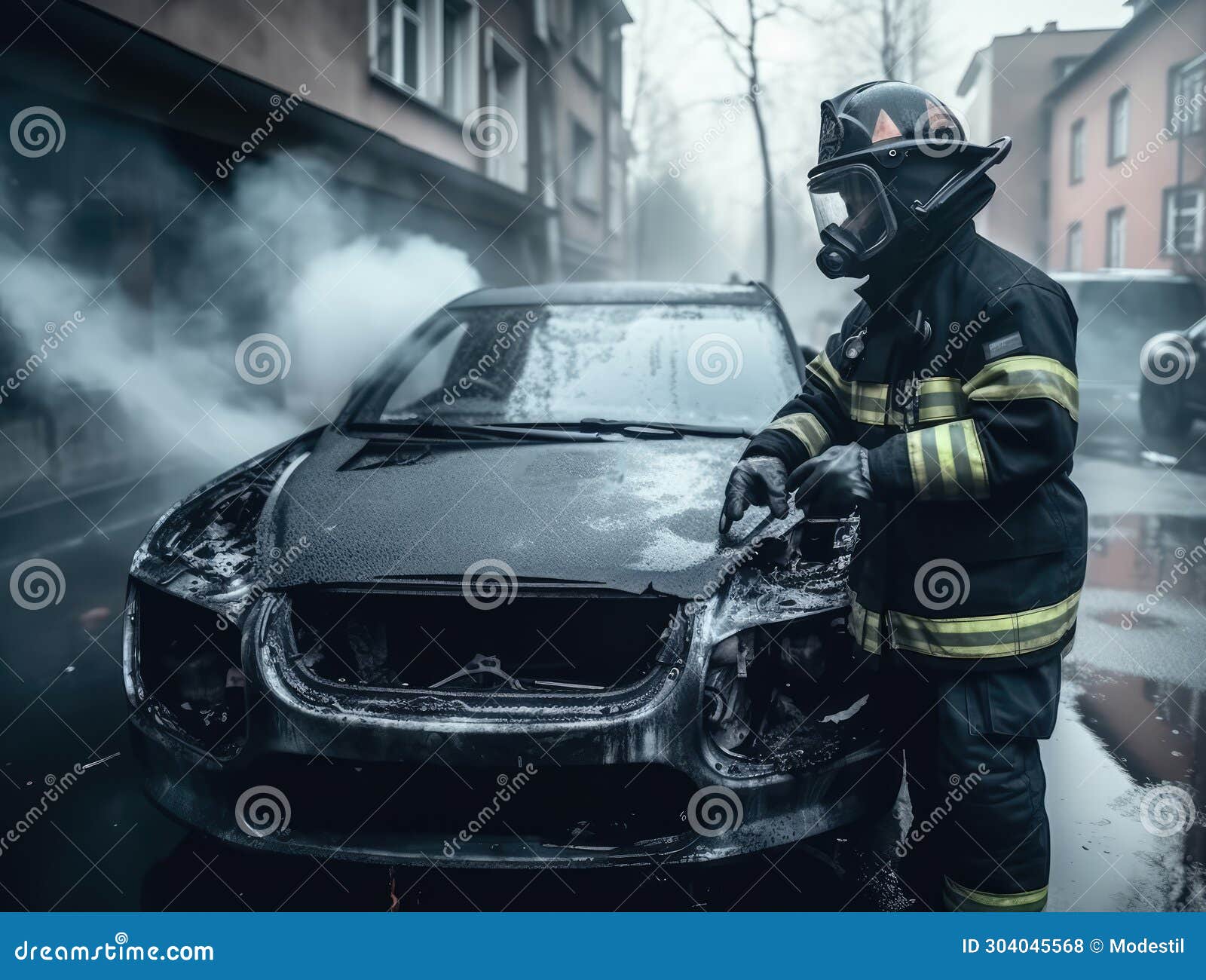 Brave Firefighters at Work Trying To Put Out a Fire Stock Illustration ...