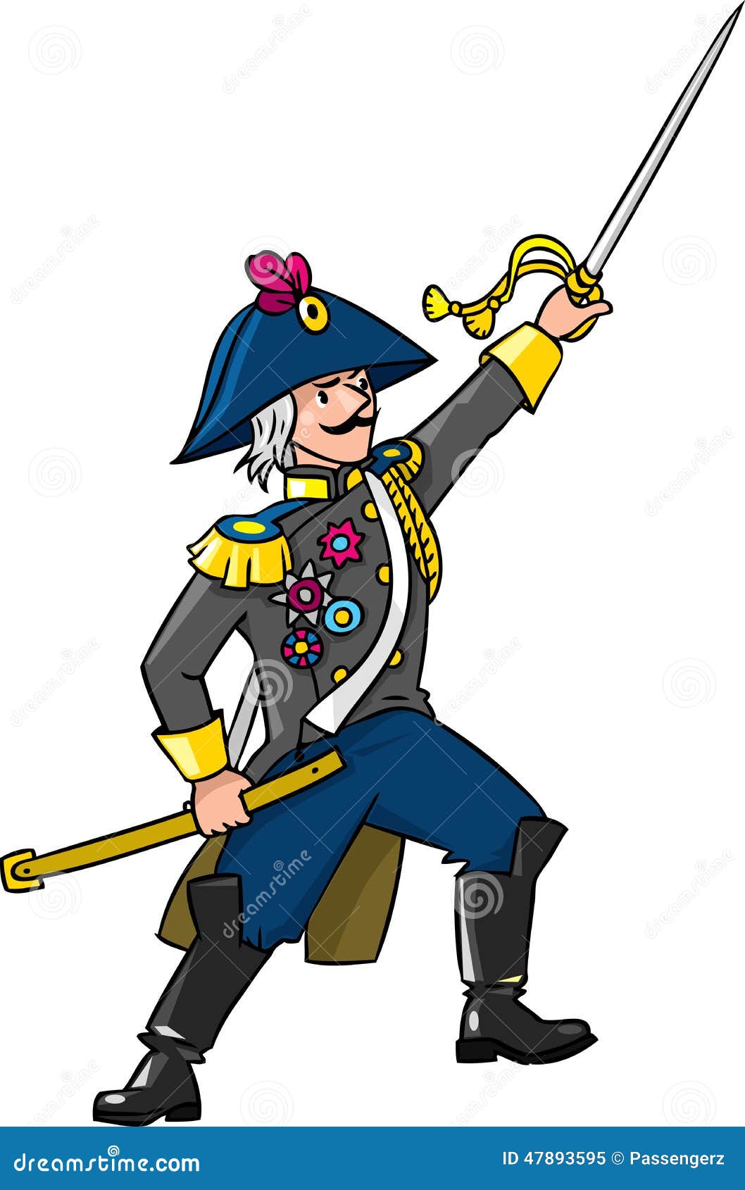 Brave General or Officer with Sword Stock Illustration - Illustration ...