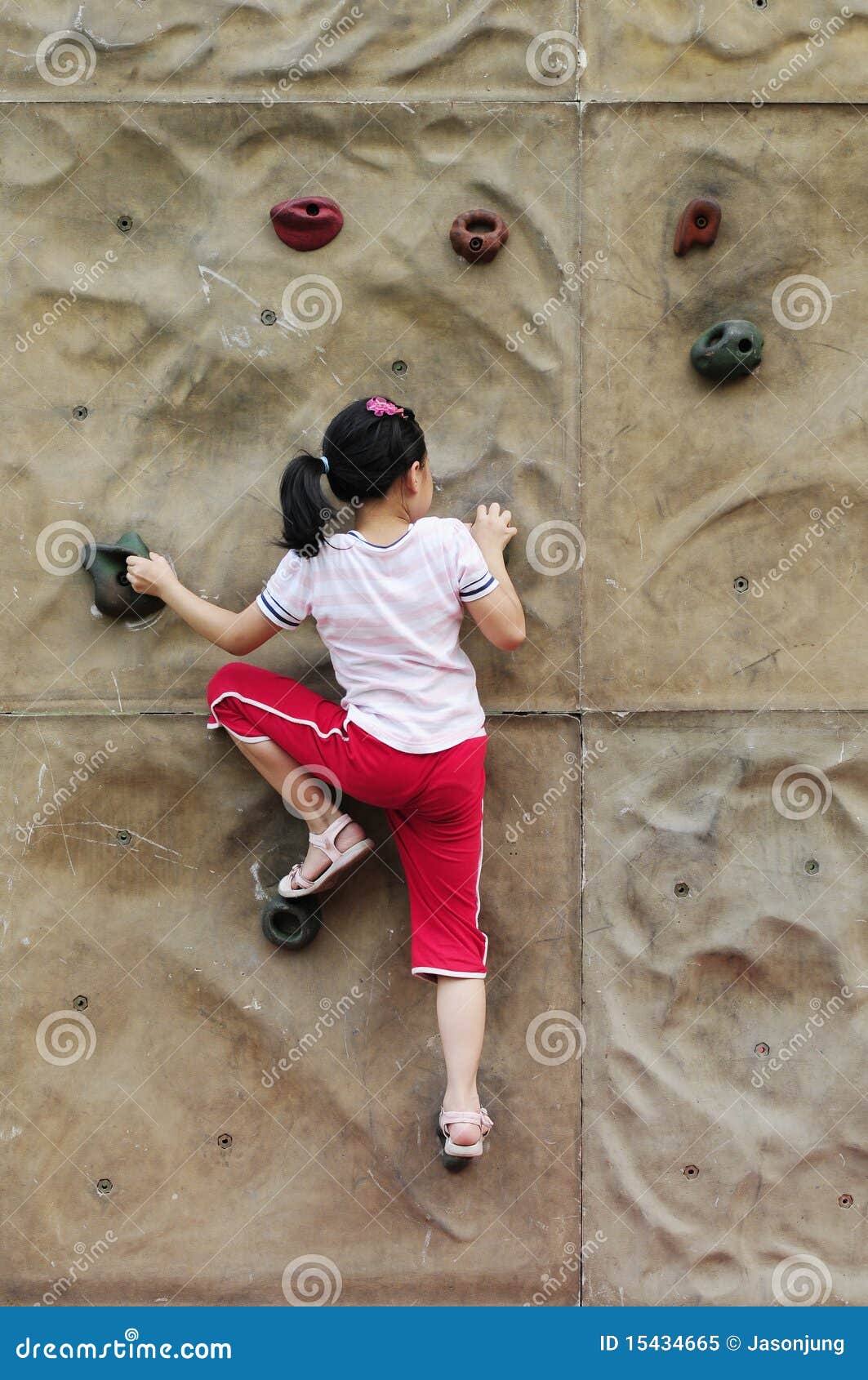 Brave Girl Climbing on the Wall Stock Image - Image of meadow, girl ...