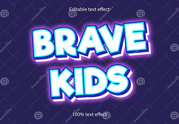 Brave Kids Purple Background Shadow Writing Text Effect Stock Vector ...