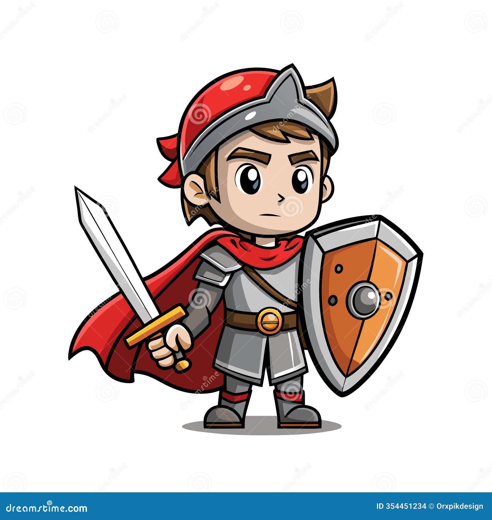 Brave Knight Boy in Action stock vector. Illustration of style - 354451234