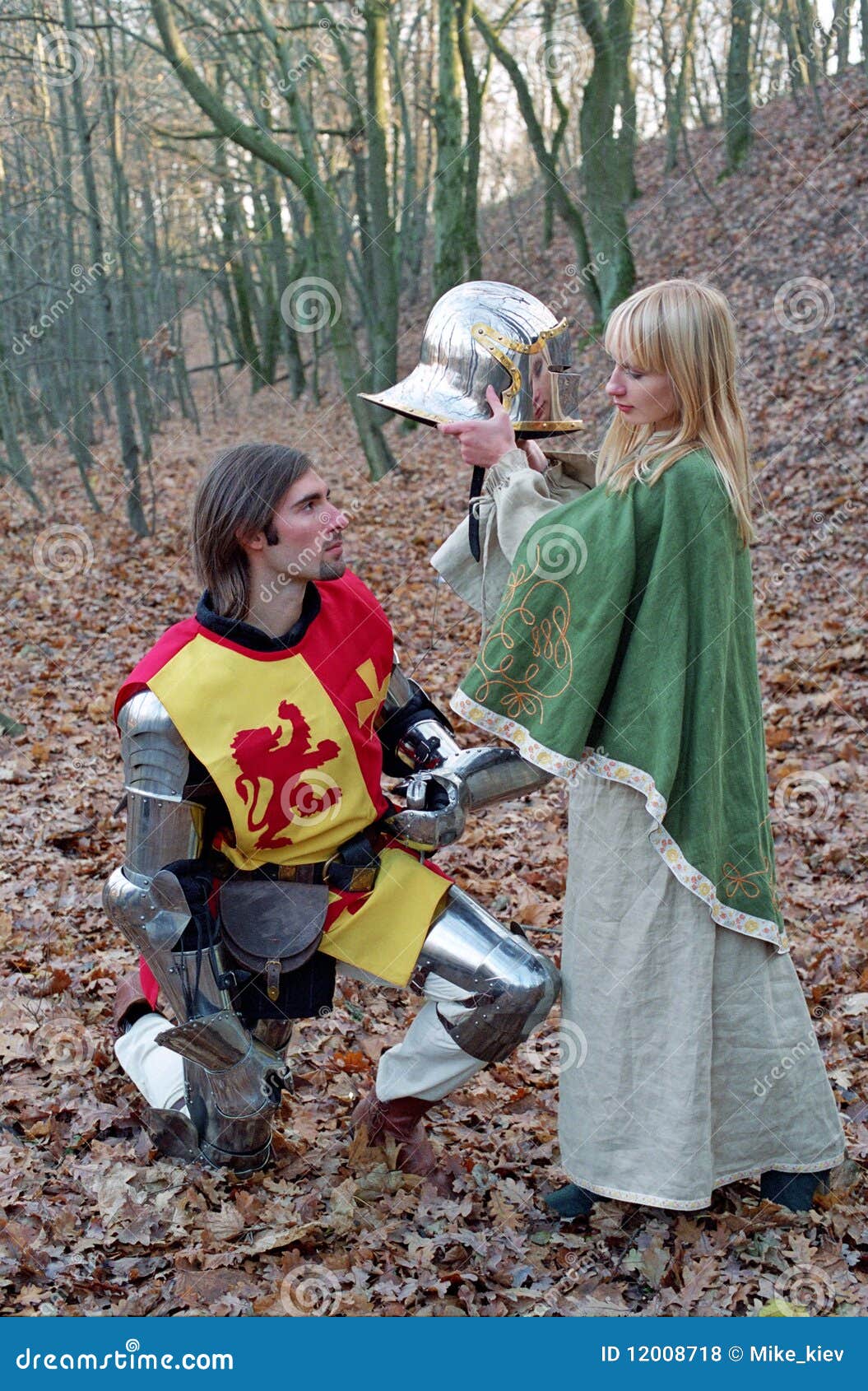 Brave knight and maid stock photo. Image of female, honour - 12008718