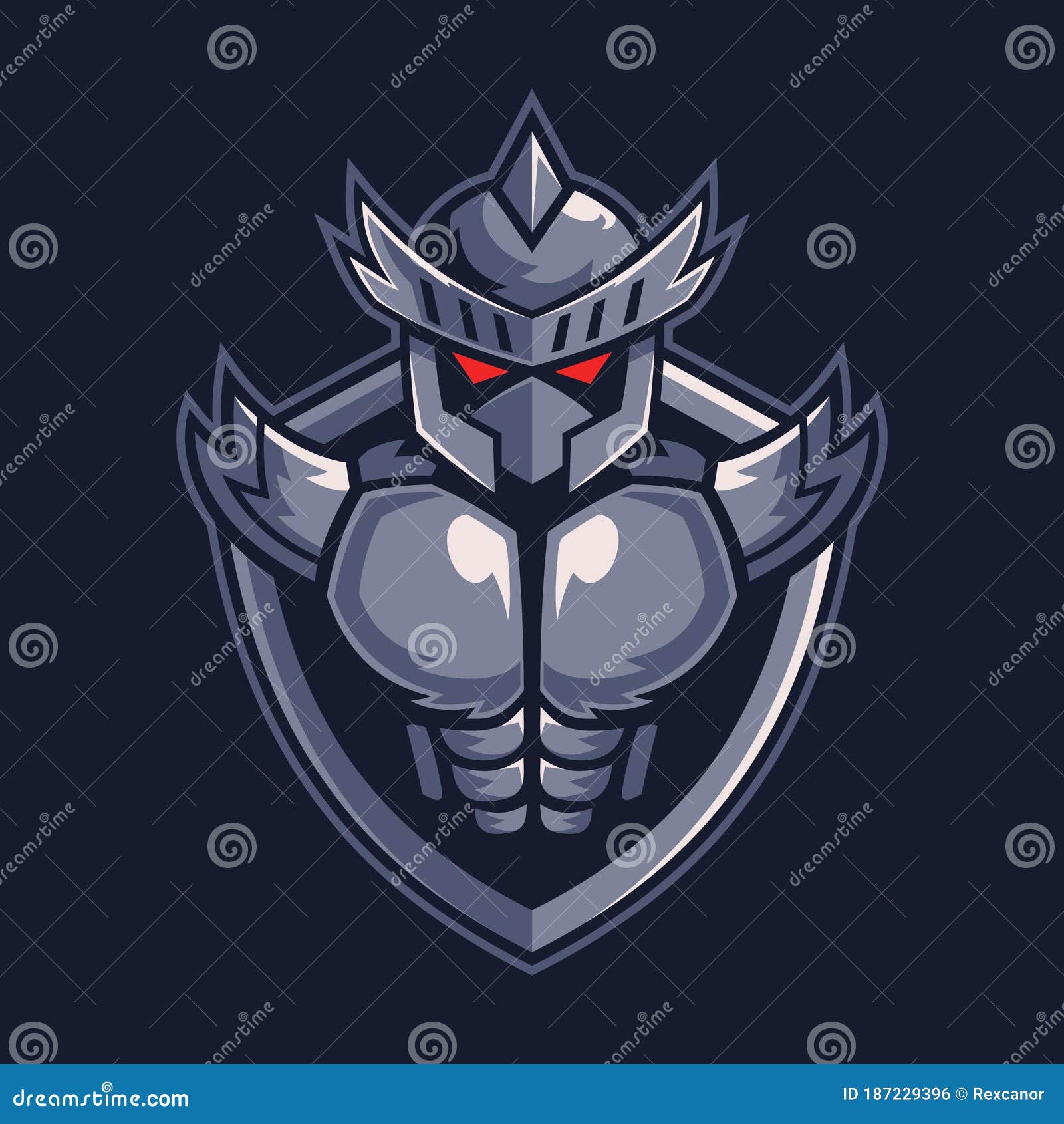 Knight Warrior on the Shield Logo Design Stock Vector - Illustration of ...