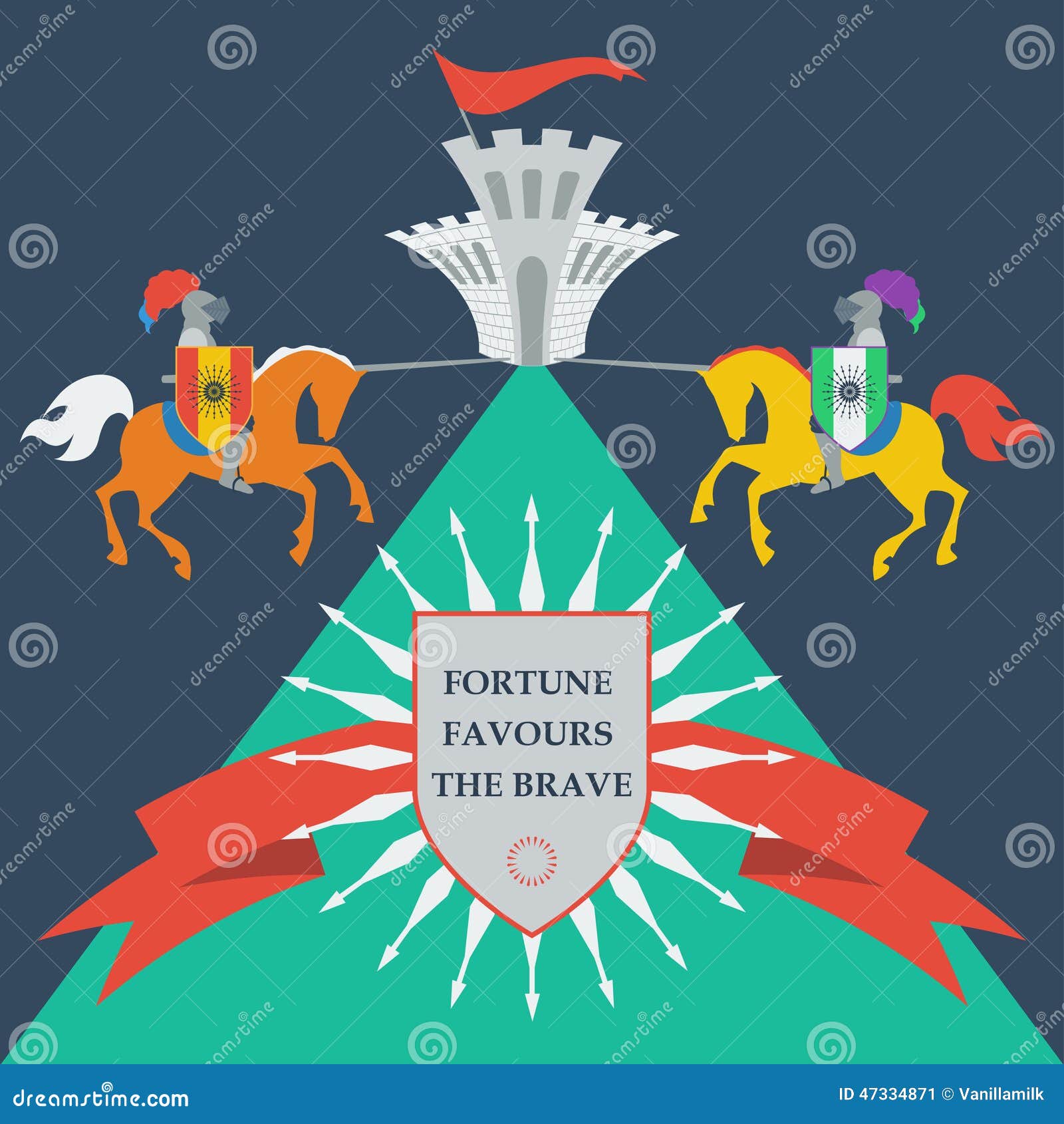 Brave Knights in Trendy Flat Style Stock Vector - Illustration of hero ...