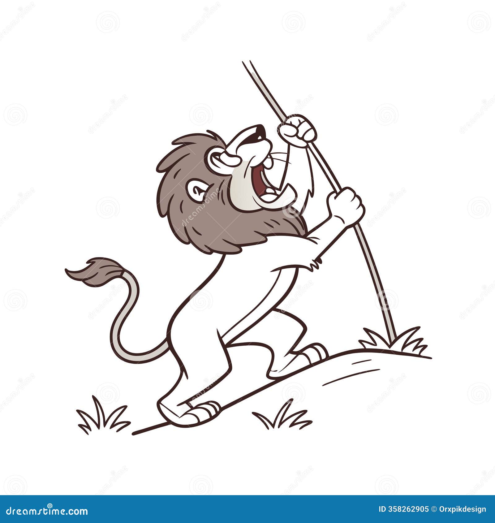Brave Lion Engaged in Lively Exercise Stock Illustration - Illustration ...