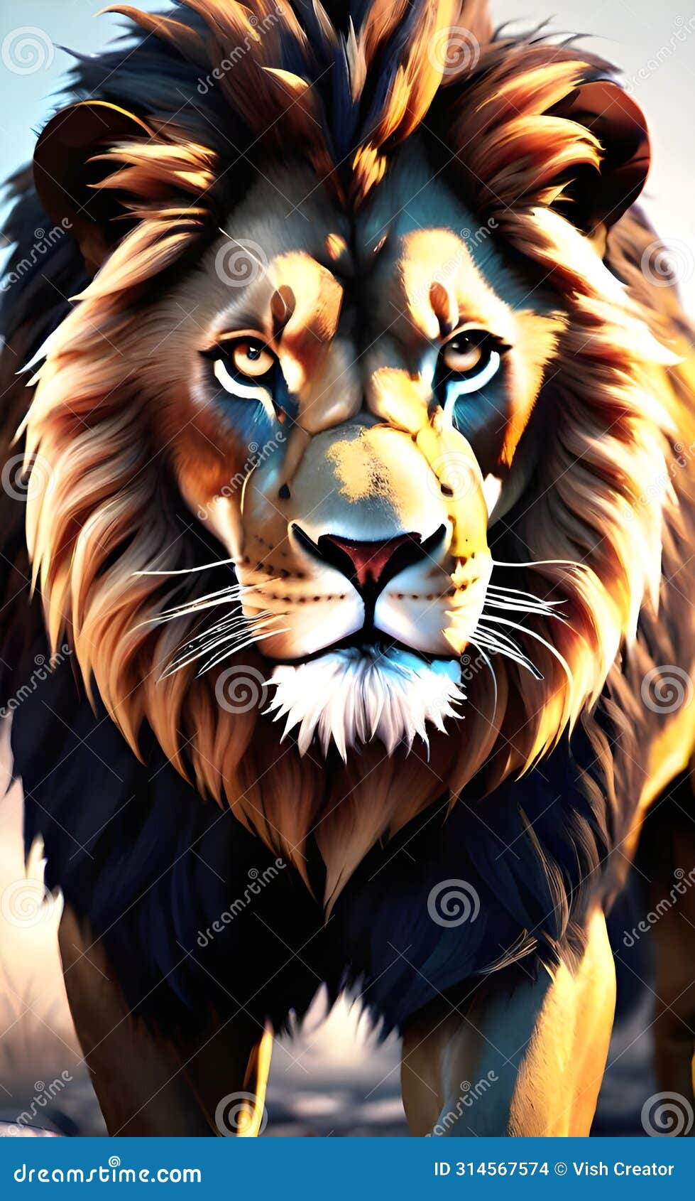 Brave Masculine Aggressive Lion Ai Generated Stock Illustration ...