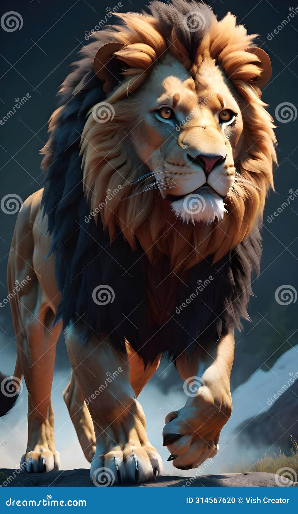 Brave Masculine Aggressive Lion Ai Generated Stock Illustration ...
