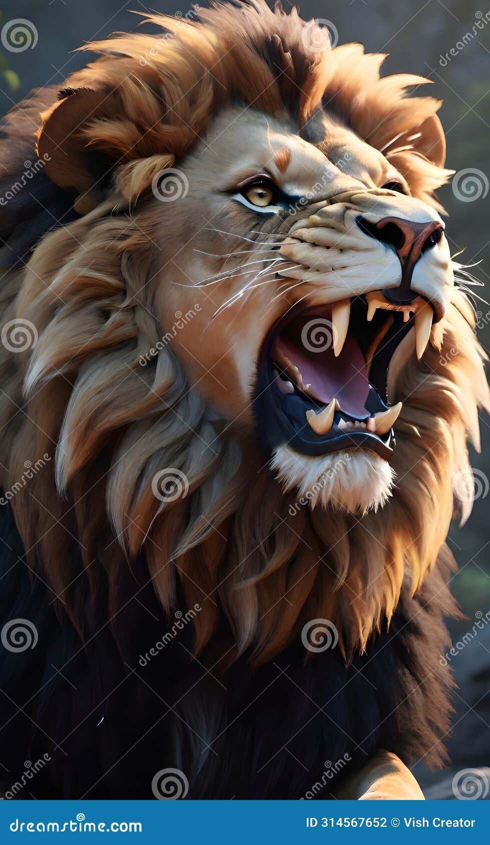 Brave Masculine Aggressive Lion Ai Generated Stock Illustration ...