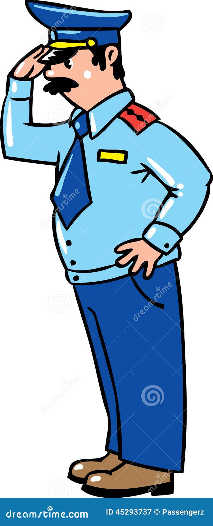 Brave Policeman in Uniform and Cap Salutes Stock Vector - Illustration ...