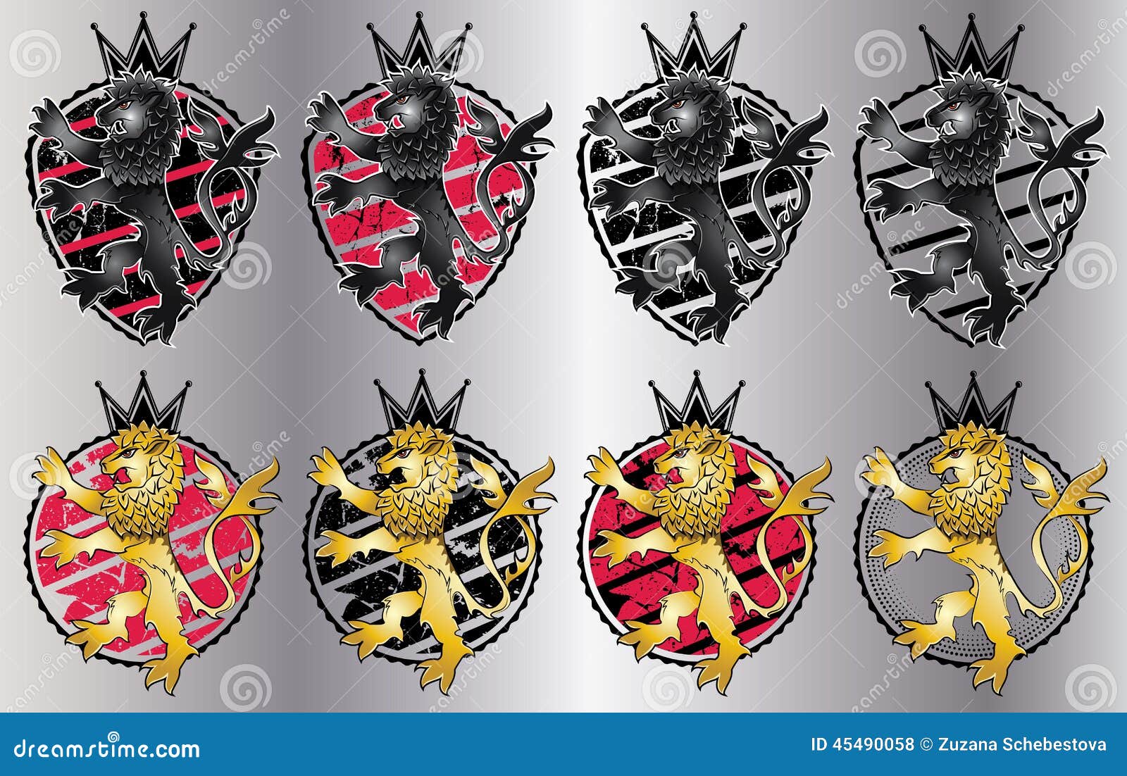 Brave Roaring Lion Emblem Shield Stock Illustration - Illustration of ...