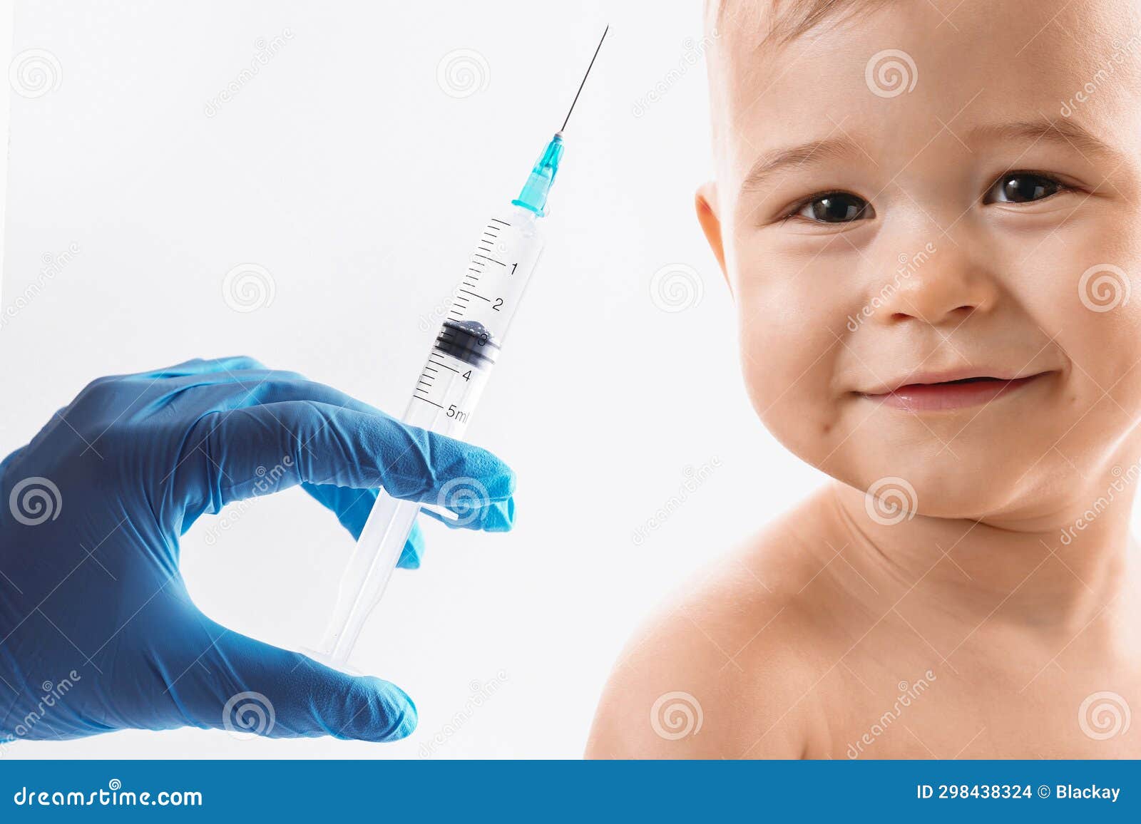 Brave Smiling Little Boy is Ready for a Vaccine Stock Photo - Image of ...