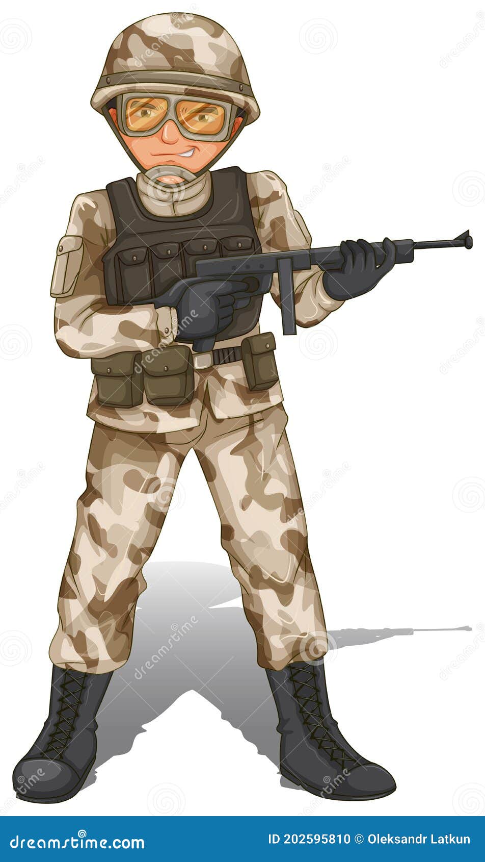 A brave soldier stock vector. Illustration of gunner - 202595810