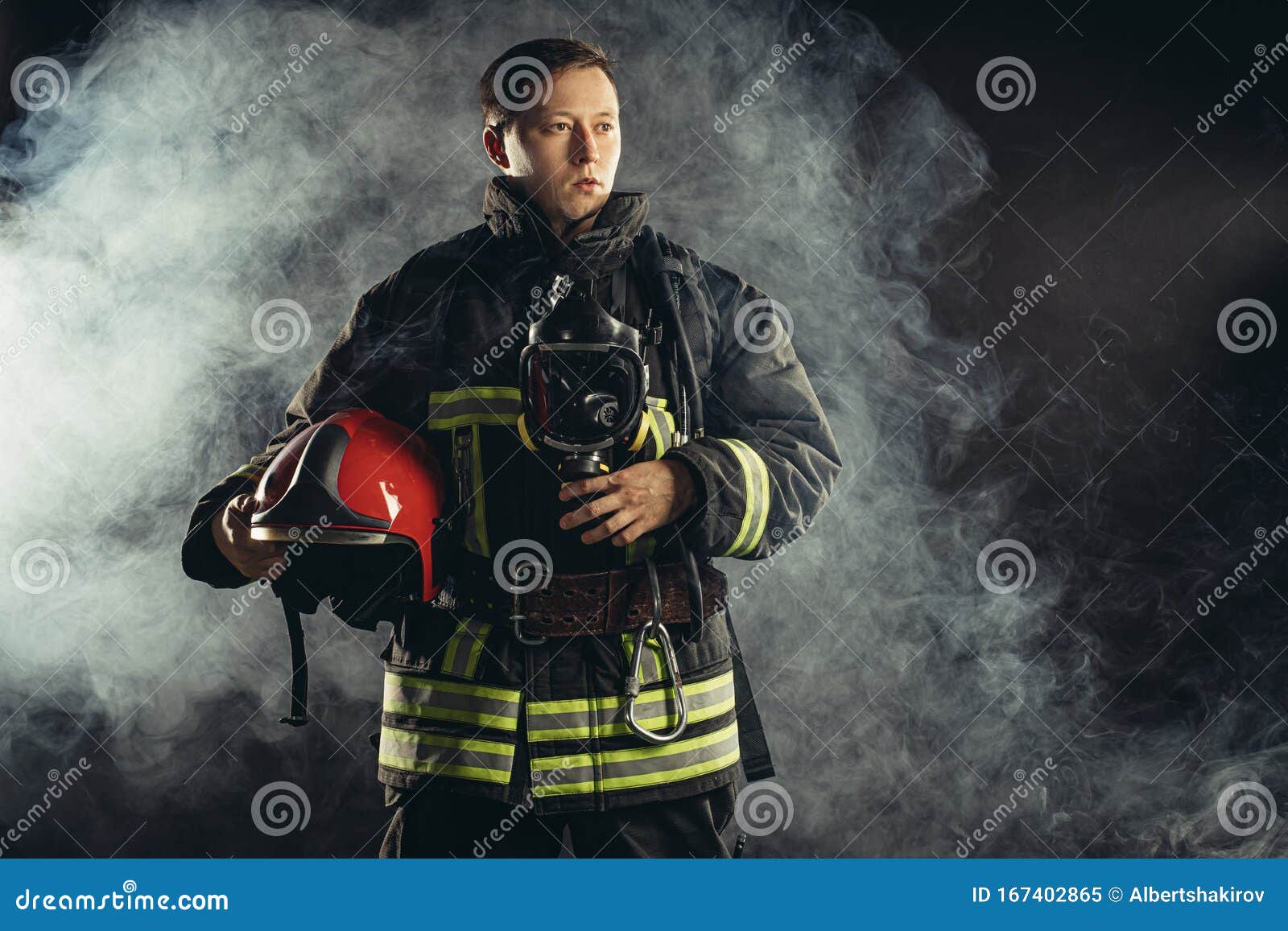 Brave and Strong Fireman in Uniform Stock Image - Image of alarm ...