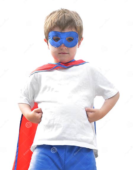 Brave Super Hero Boy on White Stock Photo - Image of hero, pretend ...