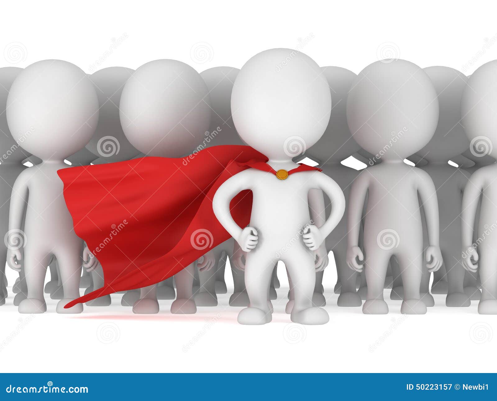 Brave Superhero with Red Cloak before a Crowd Stock Illustration ...