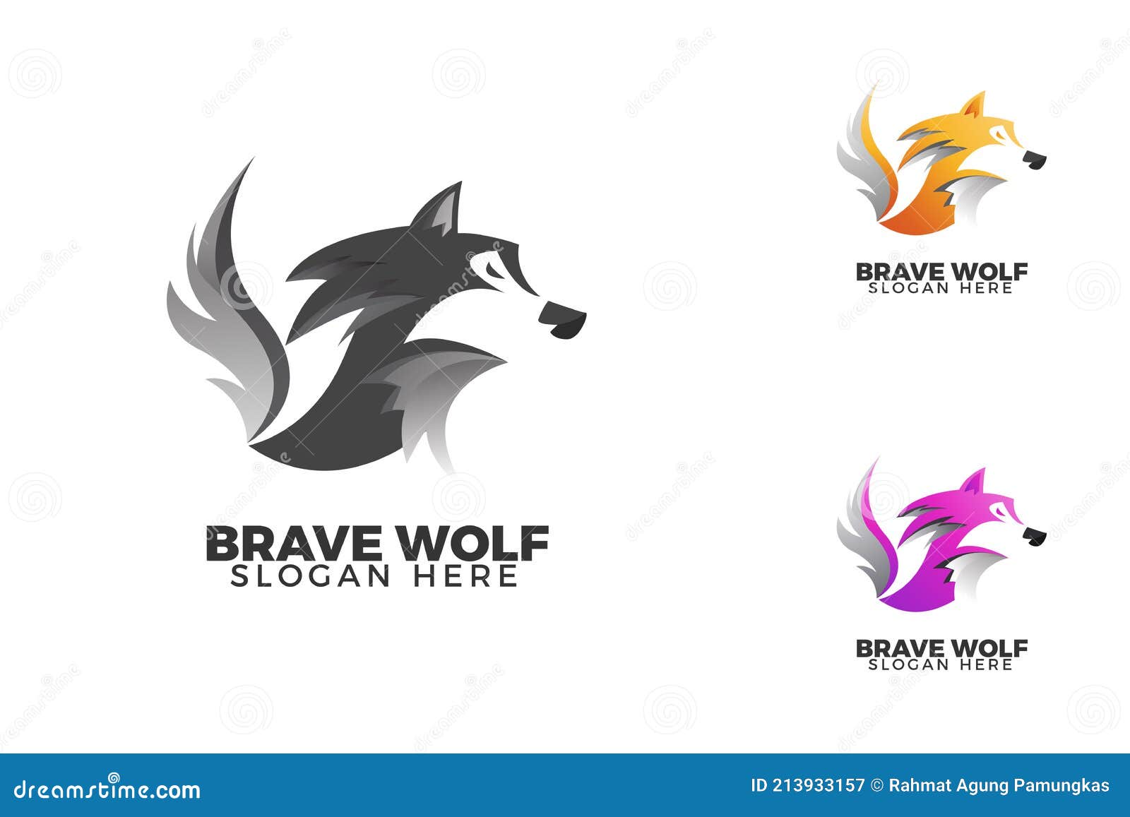 Brave wolf logo gradient stock illustration. Illustration of badge ...
