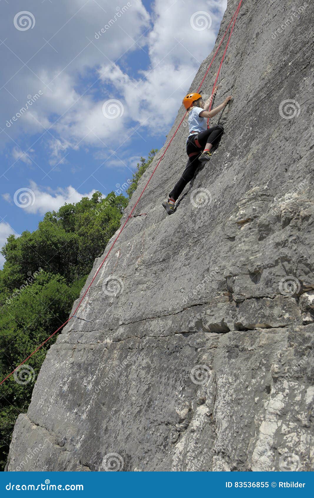 Brave Young Girl is Climbing Stock Image - Image of grey, climber: 83536855