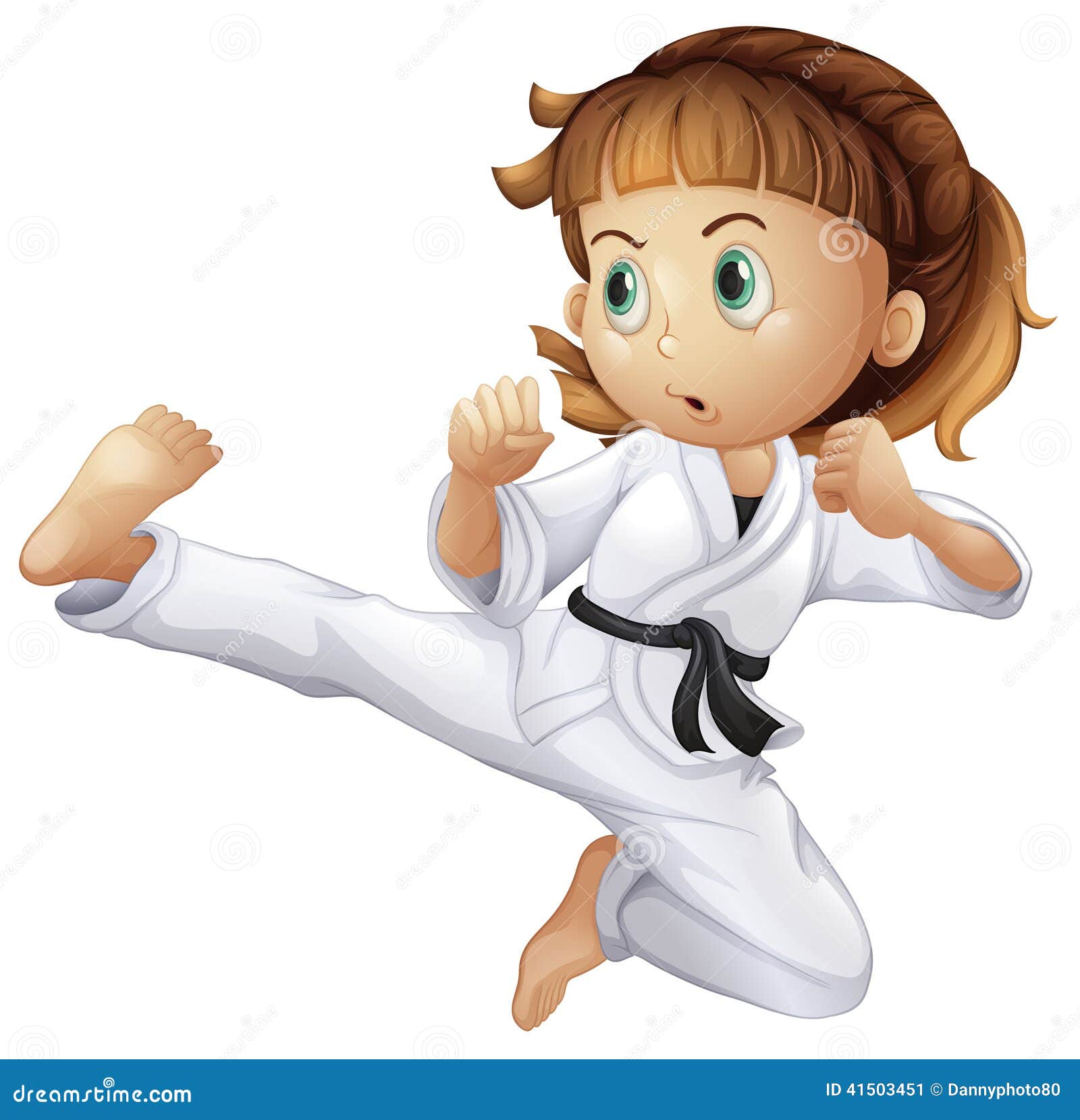 A Brave Young Girl Doing Karate Stock Vector - Illustration of female ...
