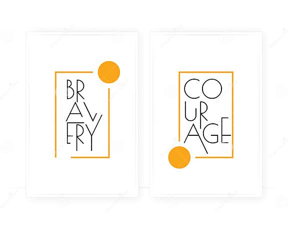 Bravery Courage, Vector. Scandinavian Minimalist Poster Design Stock ...