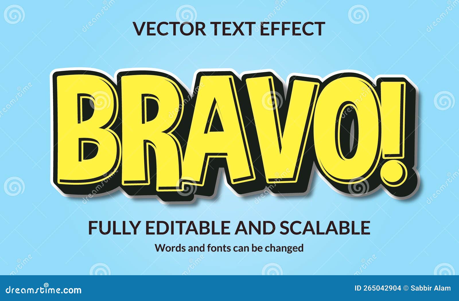 Bravo Editable 3D Text Style Effect Stock Vector - Illustration of ...