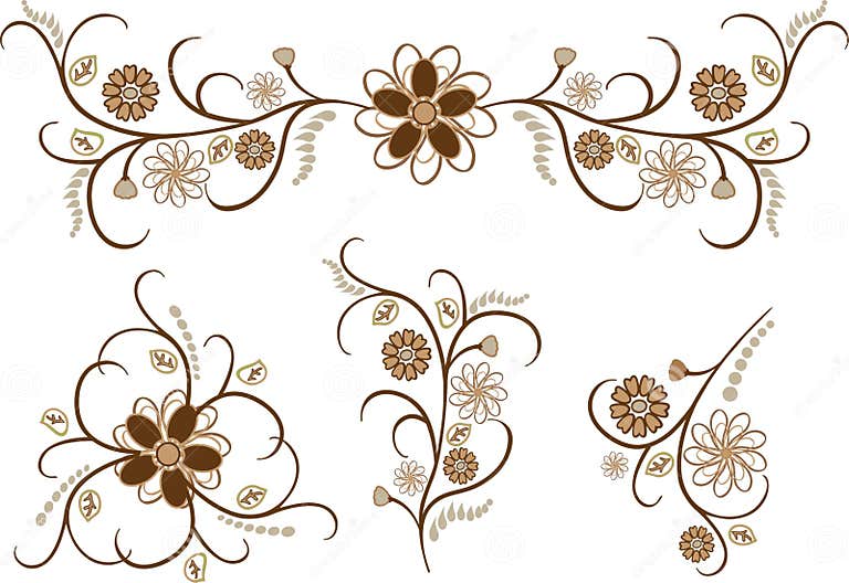 Brawn flower pattern stock vector. Illustration of paintings - 11881986