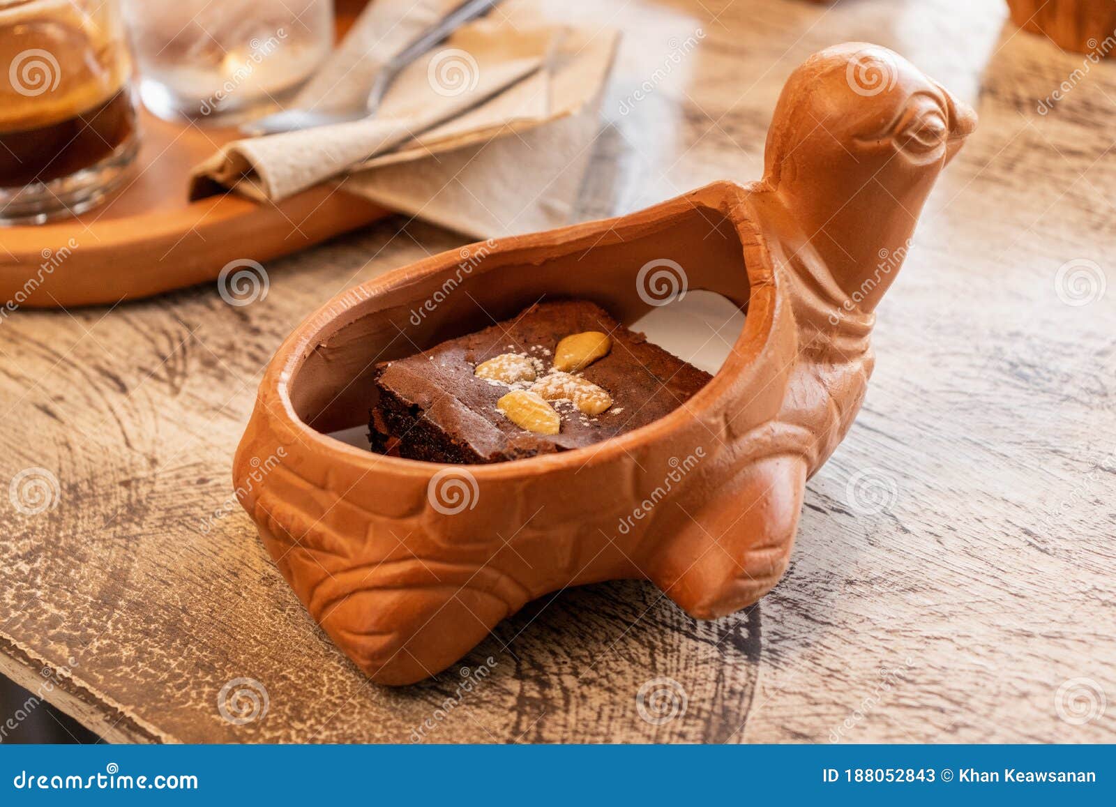 Brawny Cake Served in Earthen Ware Stock Image - Image of closeup ...