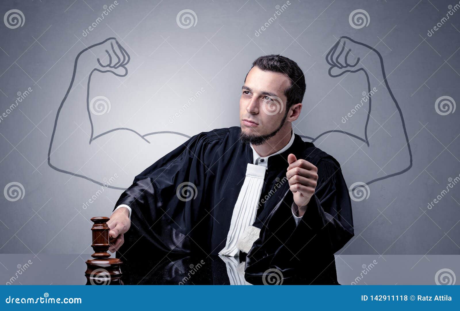 Brawny Judge Making Decision Stock Photo - Image of glasses, courtroom ...