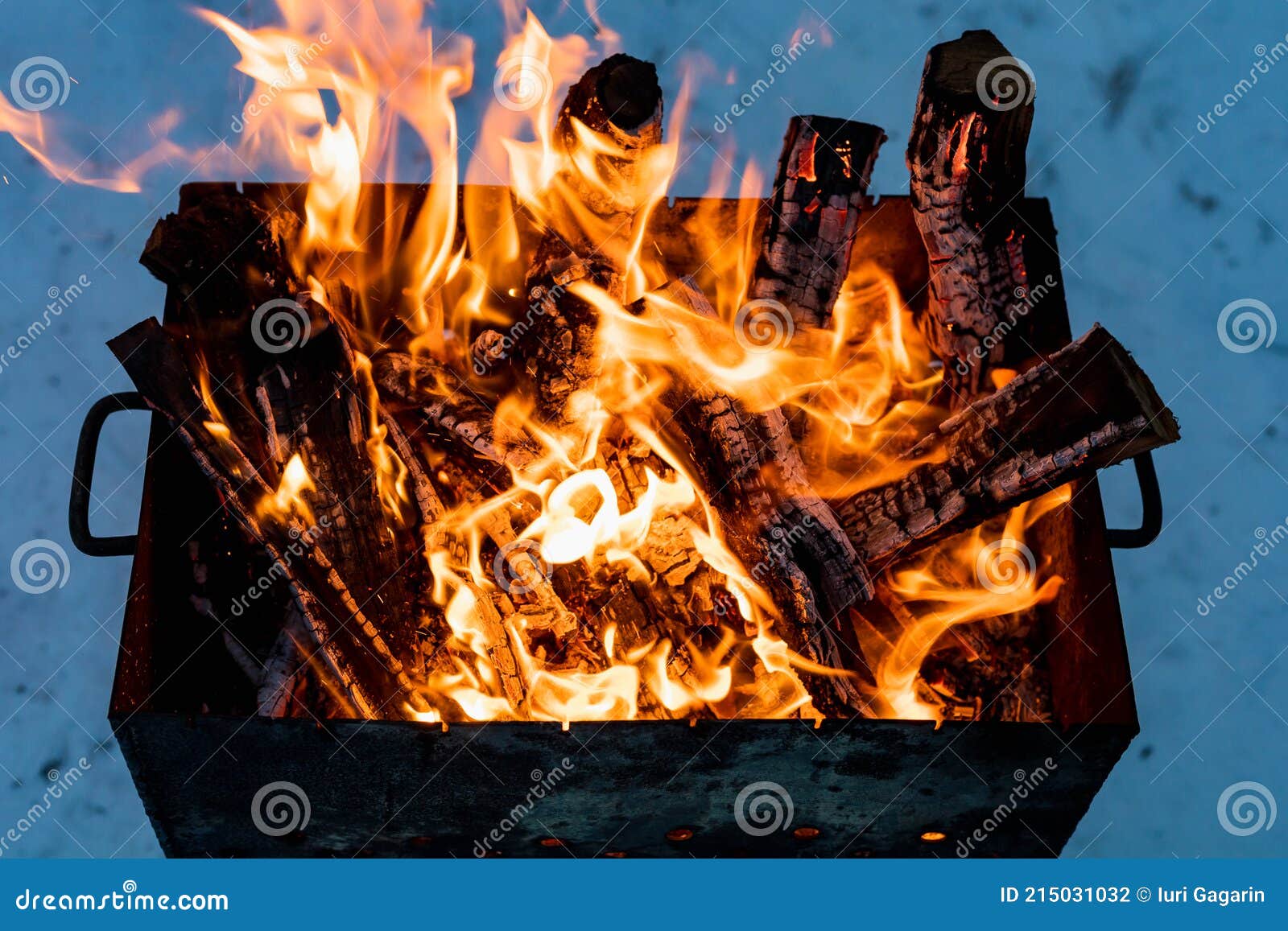 Brazier with Fire and Coals for Cooking on the Fire Stock Photo - Image ...
