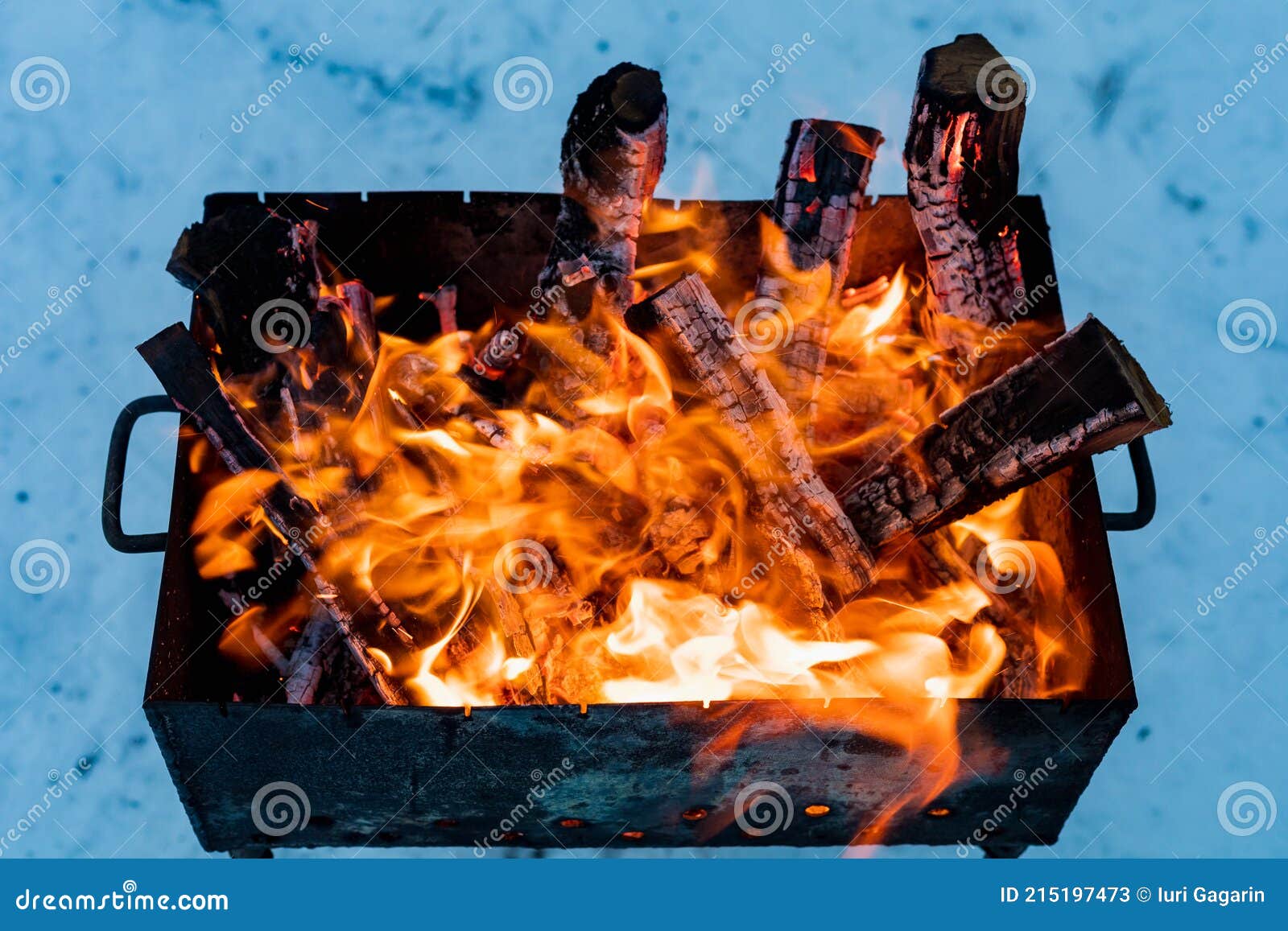 Brazier with Fire and Coals for Cooking on the Fire Stock Image - Image ...