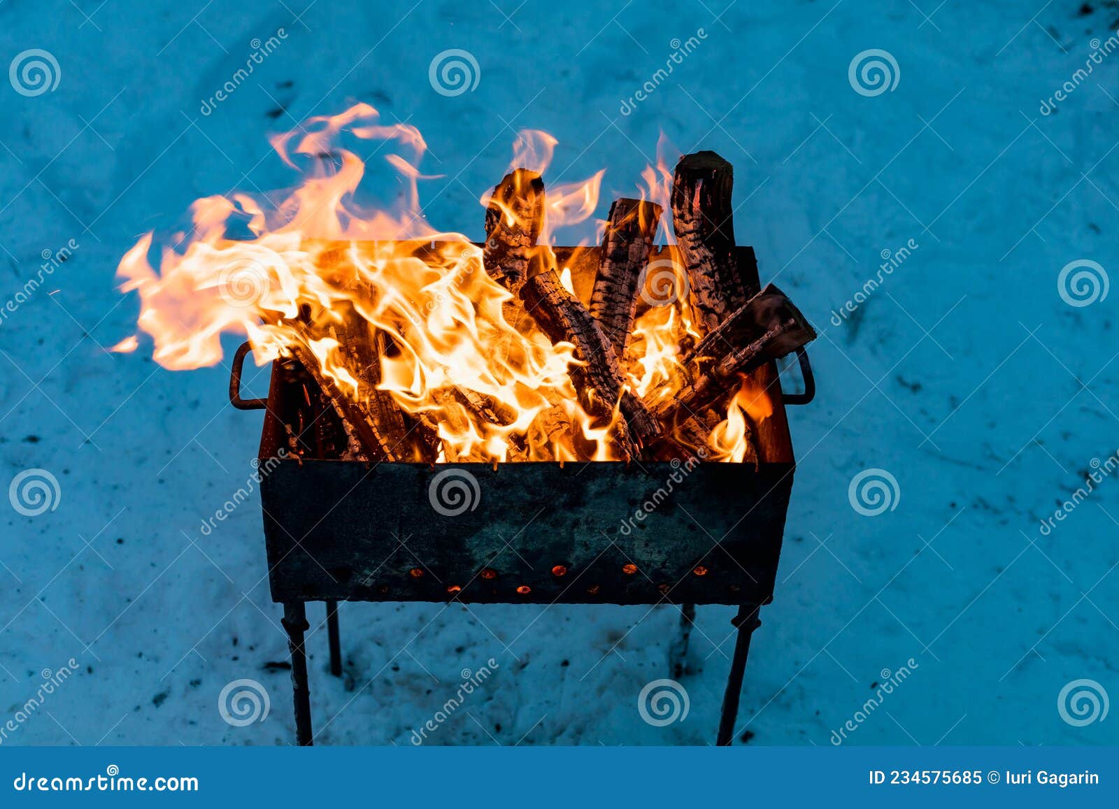 Brazier with Fire and Coals for Cooking on the Fire Stock Image - Image ...
