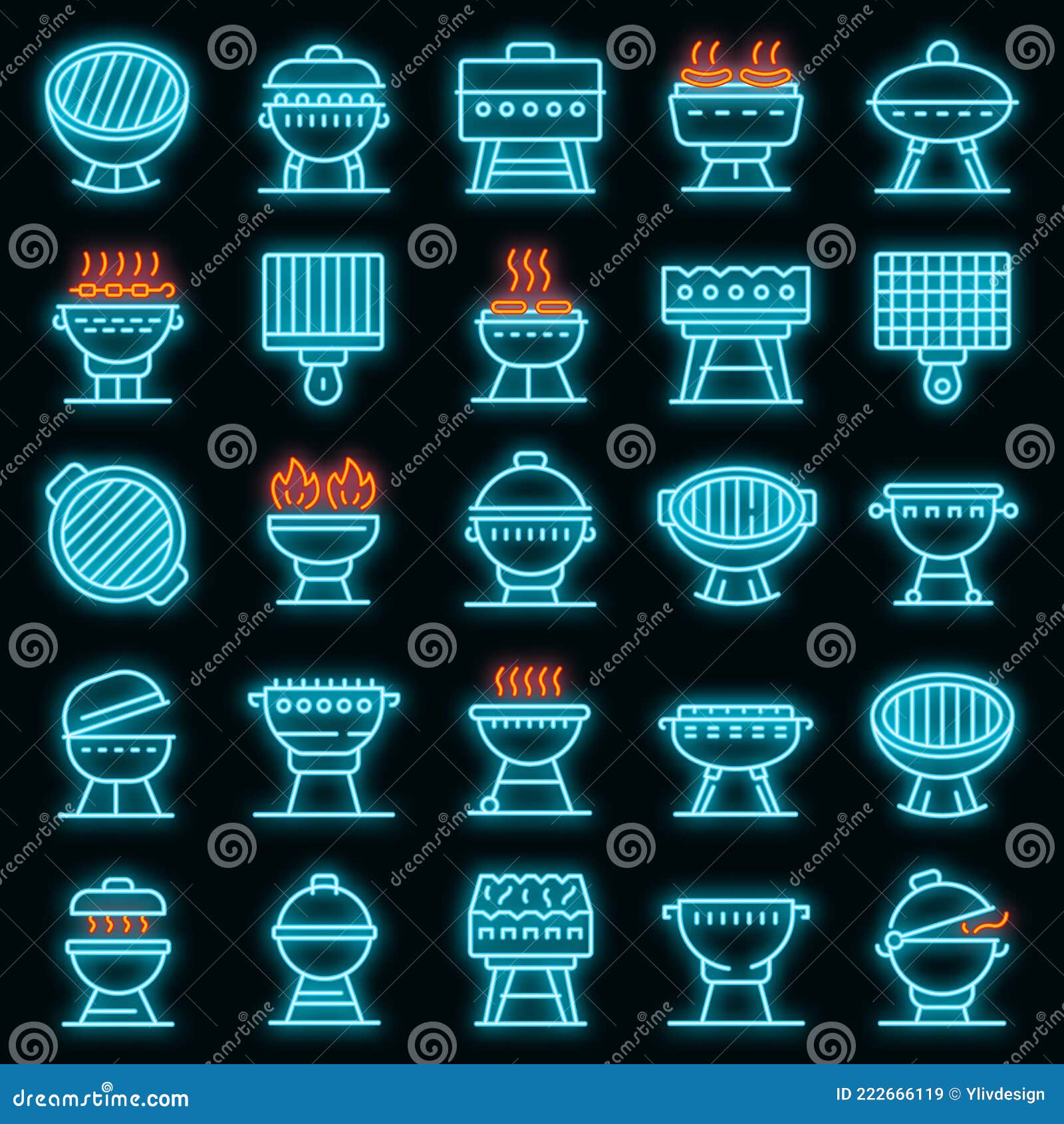 Brazier Icons Set Vector Neon Stock Vector - Illustration of fire ...