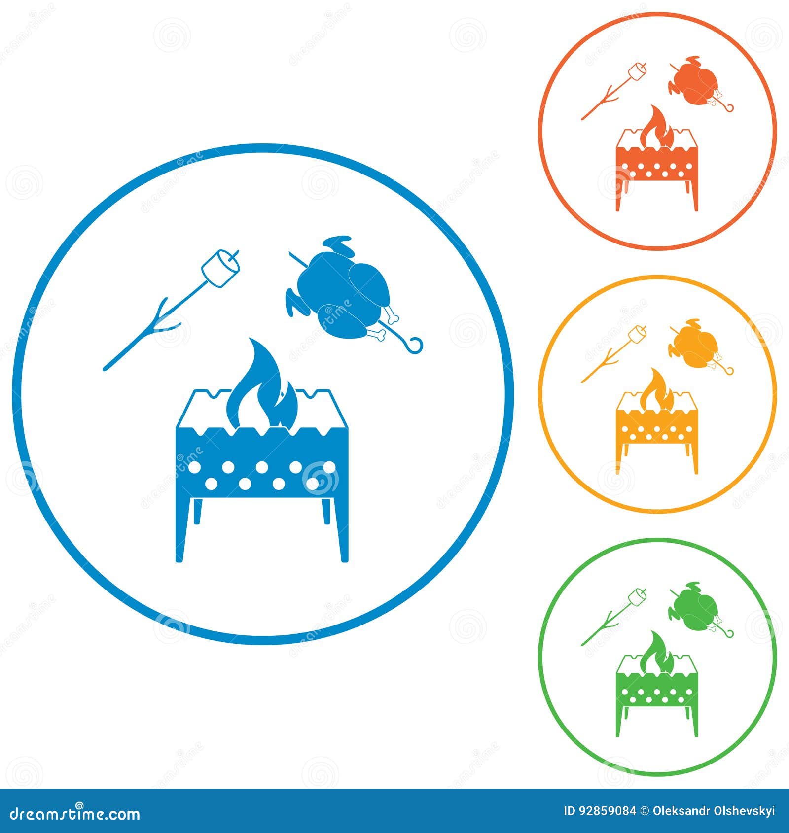 Brazier, Zephyr and Chicken Icon Stock Vector - Illustration of element ...