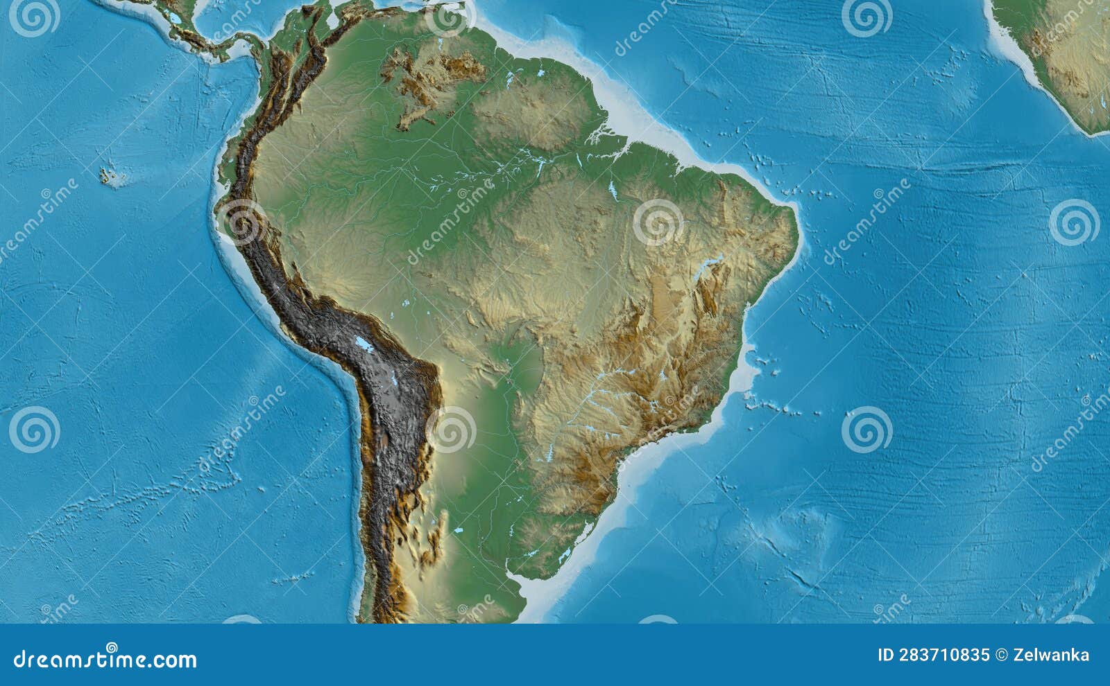 Brazil area. Relief map stock illustration. Illustration of america ...