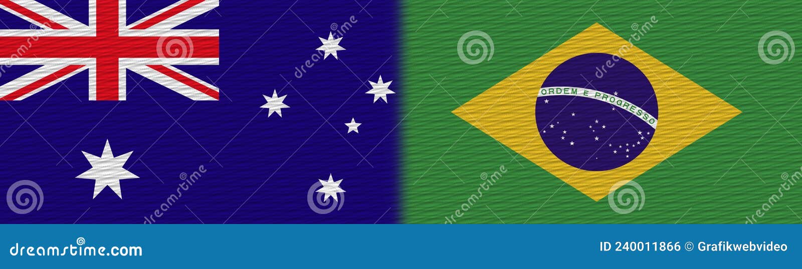 Brazil and Australia Fabric Texture Flag â€“ 3D Illustration Stock ...
