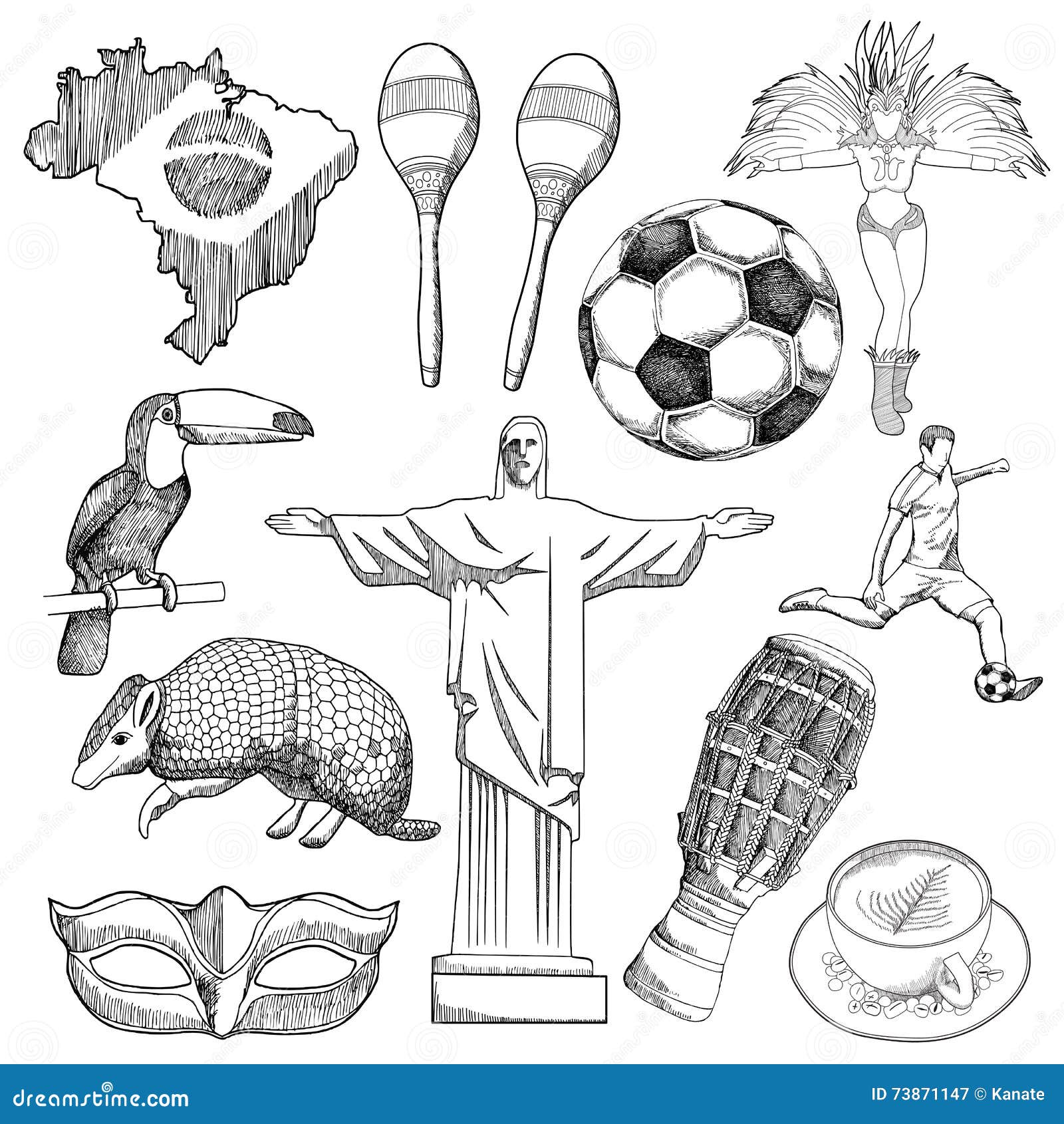 Brazil Background,Freehand Drawing of Brazil Element Stock Vector ...