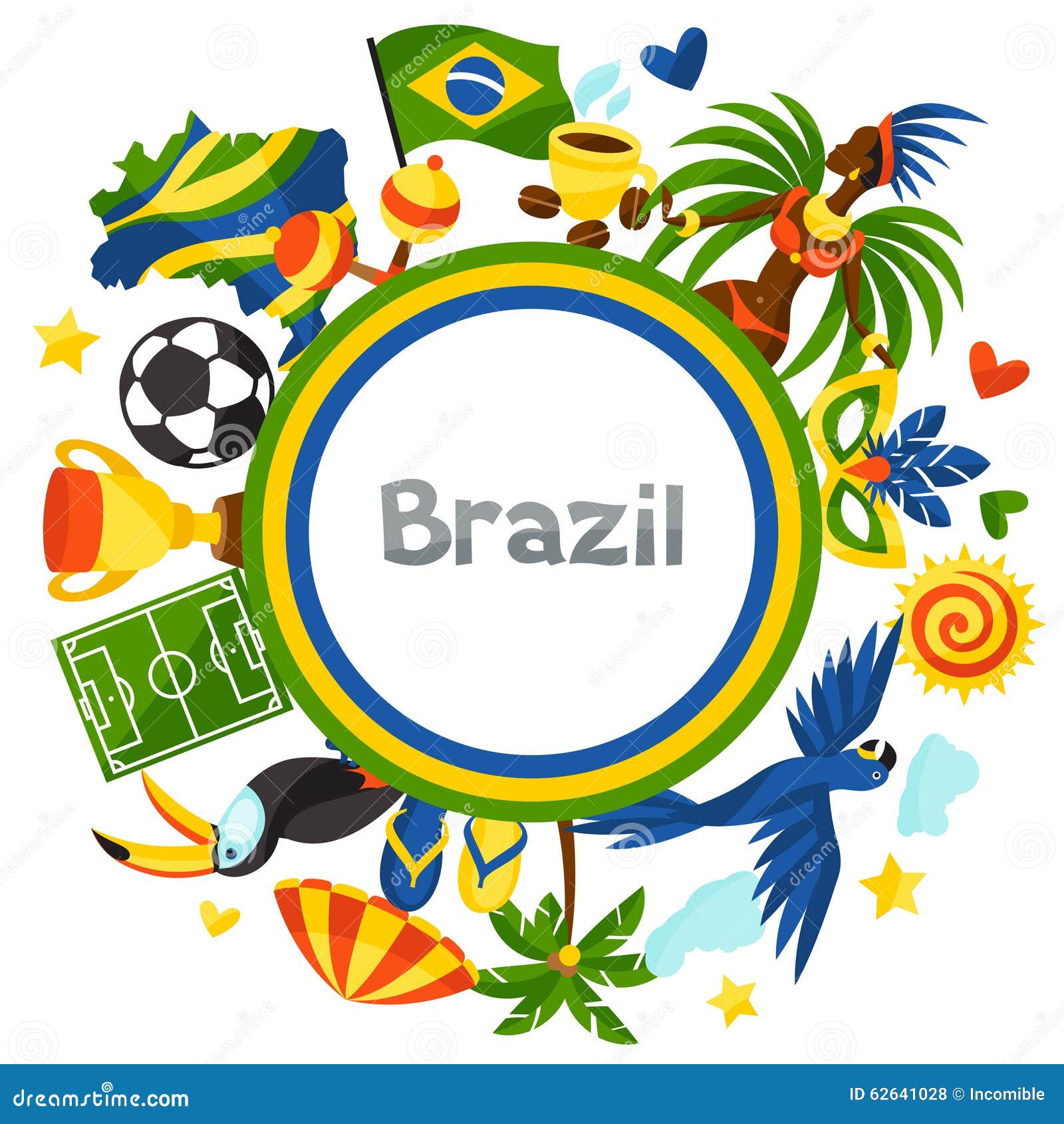 Brazil Background with Stylized Objects and Stock Vector - Illustration ...
