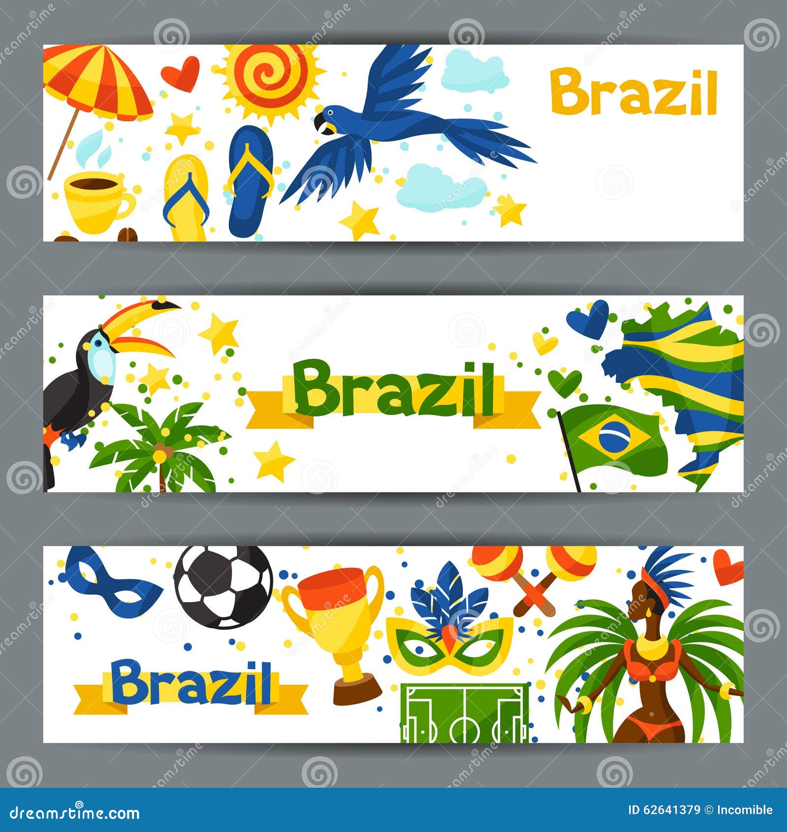 Brazil Banners with Stylized Objects and Cultural Stock Vector ...