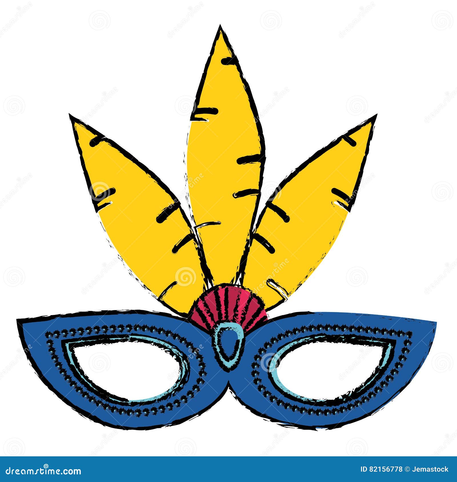 Brazil Carnival Mask Feathers Sketch Stock Vector - Illustration of ...