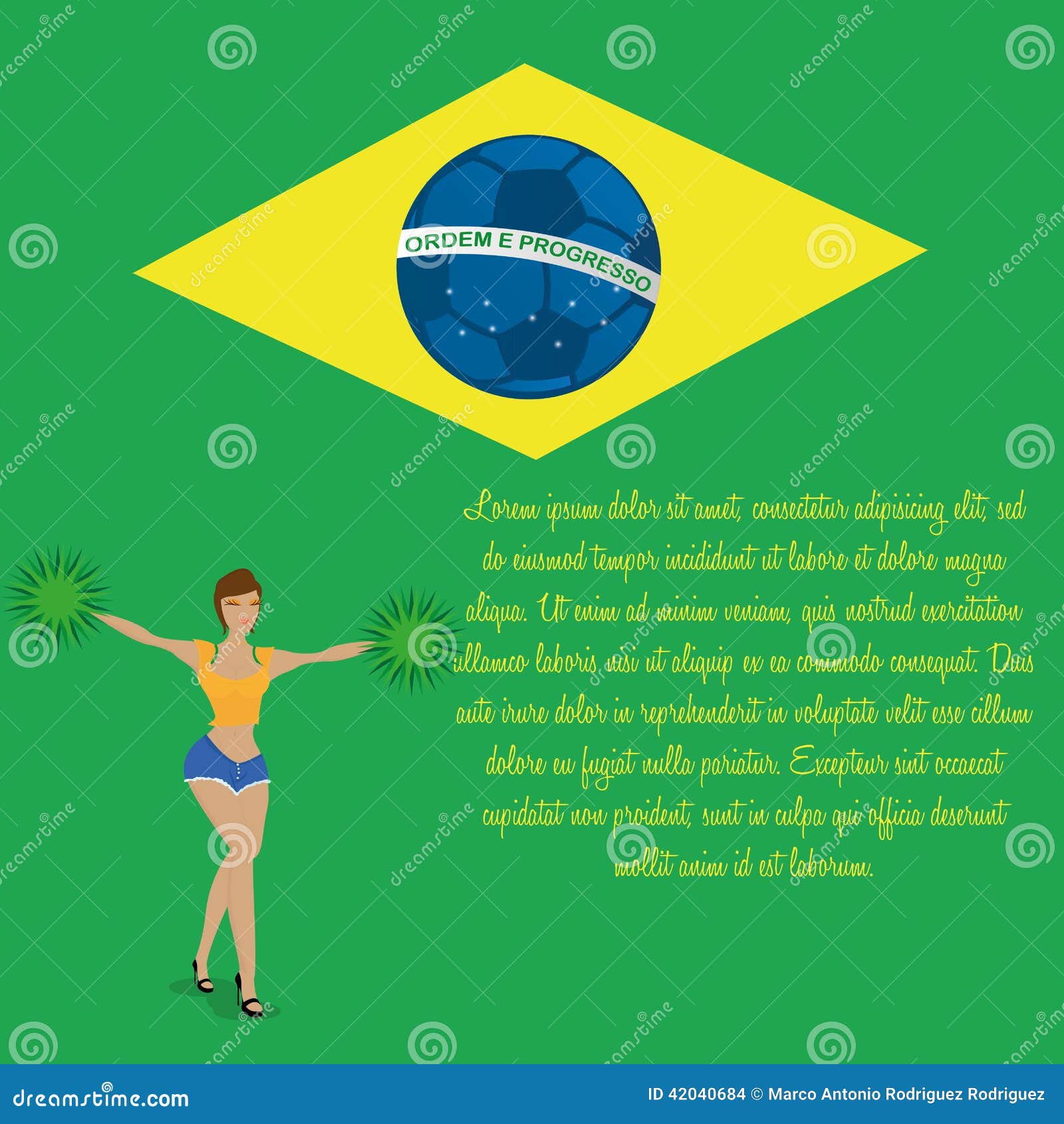 Brazil Cartoon Illustration Editable with Background Stock Illustration ...
