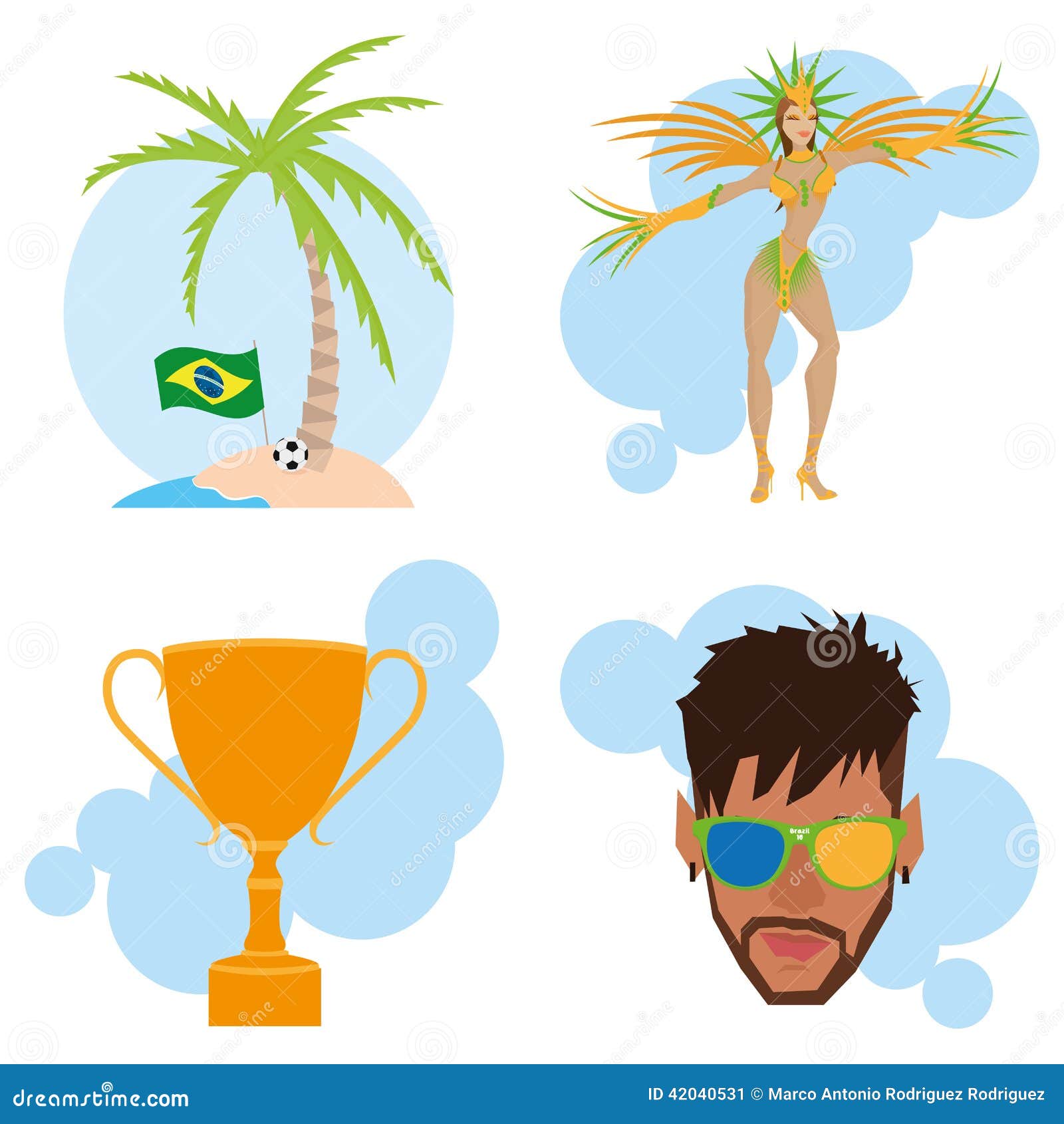 Brazil Cartoon Illustrations Editable with Background Stock ...