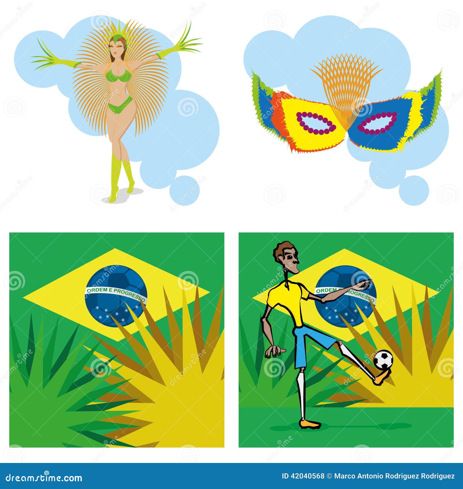 Brazil Cartoon Illustrations Editable with Background Stock ...