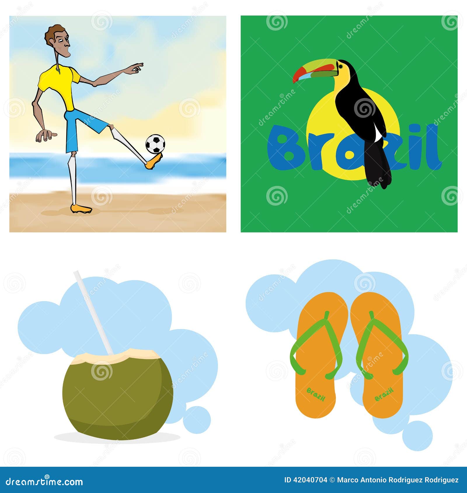 Brazil Cartoon Illustrations Editable with Background Stock ...